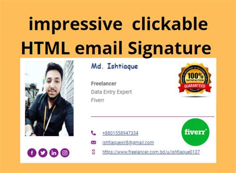 Setup Impressive Clickable Html Email Signature By Ishtiaque007 Fiverr