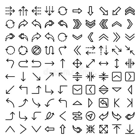 Arrows Icon Set Include Arrow Cloud Gender Square Symbol Circle Stock Vector Illustration