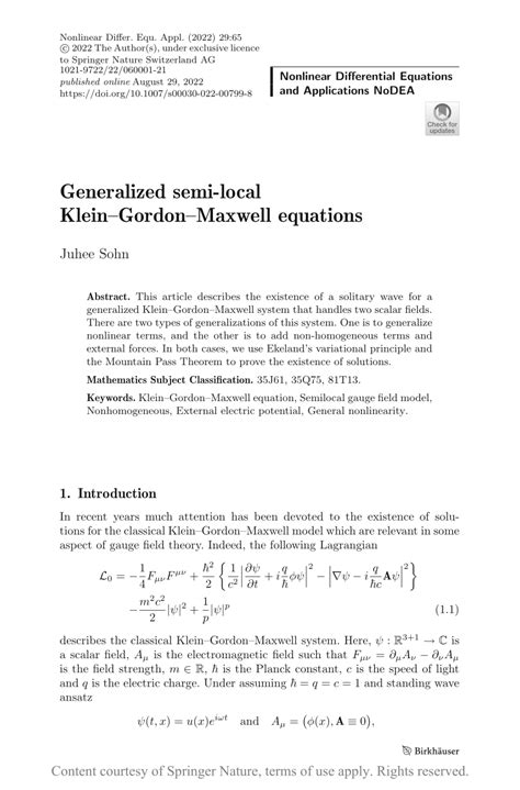 Generalized Semi Local Kleingordonmaxwell Equations