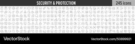 Security And Protection Linear Icon Collection Vector Image