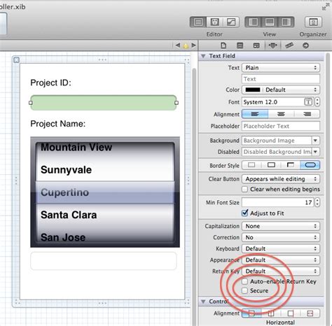 Xcode4 How To Create A Password Field In Xcode Stack Overflow
