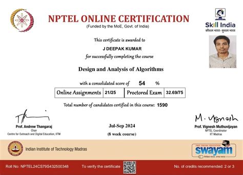 Jagana Deepak Kumar On Linkedin Nptel Swayam Daa Learning Proudmoment