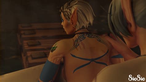 Rule 34 Bath Character Sio Female Male Piercing Sex Shoulder Grab Silver Hair Sionia Dustcloud