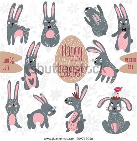 Funny Vector Set Ten Rabbits Cartoon 库存矢量图（免版税）209717050 Shutterstock