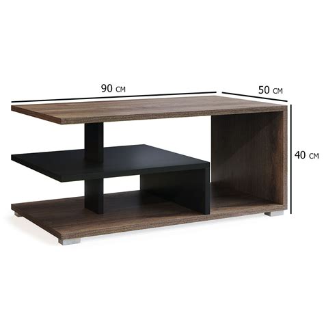 Журнальний столик з дсп з полицею Cora 90х50 см дуб коричневий з чорною вставкою в кімнату Id