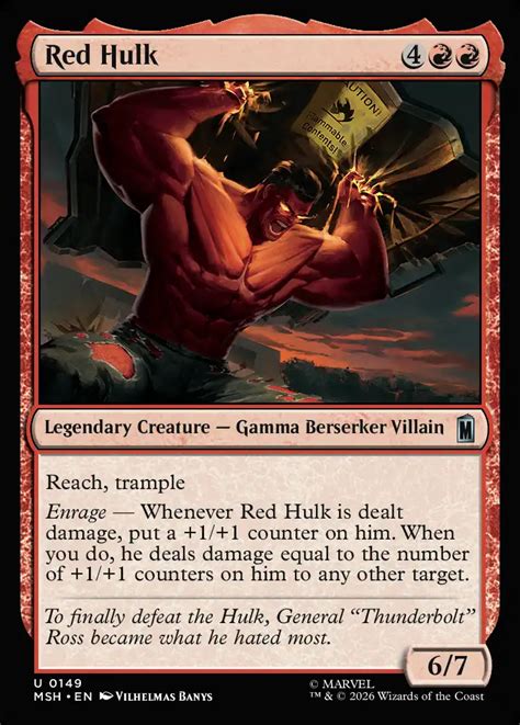 Red Hulk Mtg Magic The Gathering Marvel Super Heroes 149 English