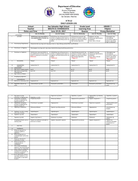 Dokumen Tips Dll Filipino Grade 7 First Quarter 3rd Week Pdf
