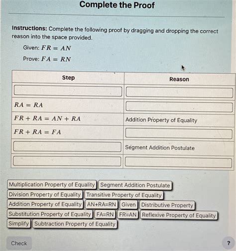 Complete The Proof Instructions Complete The Following Proof By Dragging And Dropping The Math
