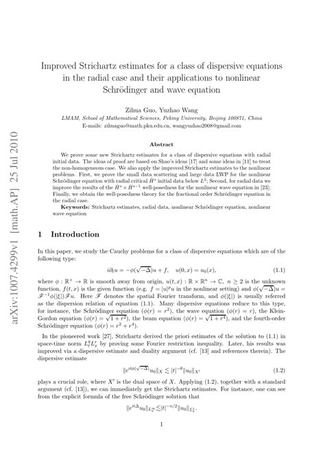 Pdf Improved Strichartz Estimates For A Class Of Dispersive Equations