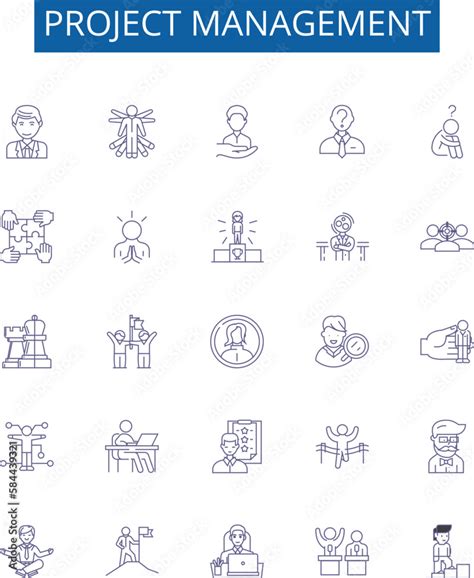 Project Management Line Icons Signs Set Design Collection Of Project