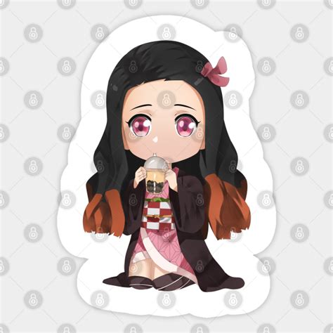 Nezuko Kamado Boba Milk Bubble Tea Demon Slayer Kimetsu No Yaiba Nezuko Sticker Designed