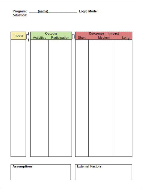 10 Logic Model Templates Word PDF