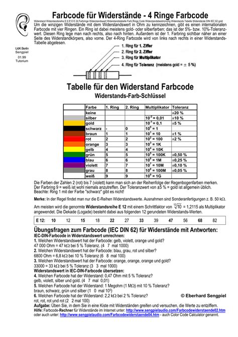 Farbcode Für Widerstände