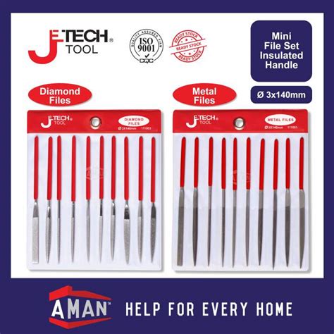 Jetech 10pcs Diamond File Set Metal File Set Insulated Handle Diamond Needle Files Set Wood