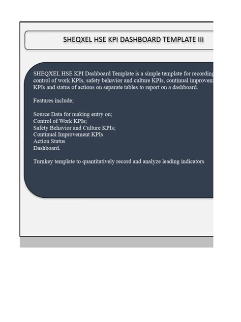 Sheqxel Hse Kpi Dashboard Template Iii Download Free Pdf Performance Indicator Risk