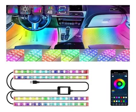 Barra De Luz Tiras 48 Luces Fluido Rgb Interior Para Carro