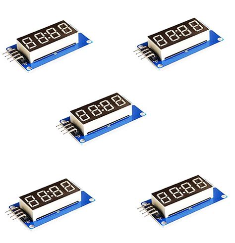 5pcs X Tm1637 4 Bits Digital Tube Led Display Module With Clock Display