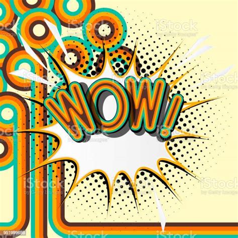 와우그림자와 함께 복고풍 레터링 레트로 포스터 배경에 하프톤 패턴 벡터 빈티지 팝 아트 스타일에 밝은 그림 감정에 대한 스톡 벡터 아트 및 기타 이미지 Istock