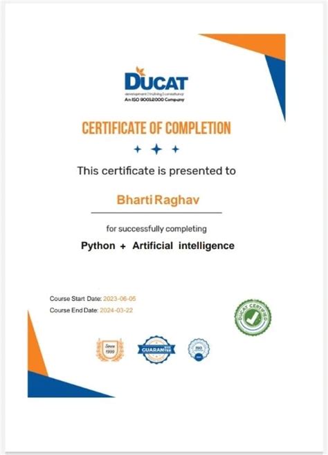 Completed Pythondata Scientistai Course Bharti Raghav Posted On The