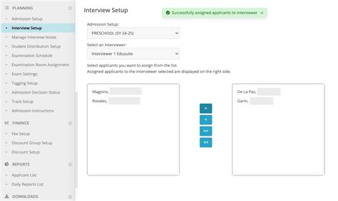 Interview Setup Edusuite