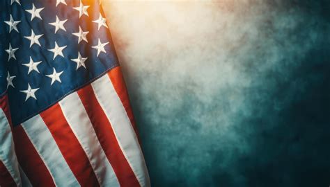 Patriotic Display Of American Flags With Nature Background And