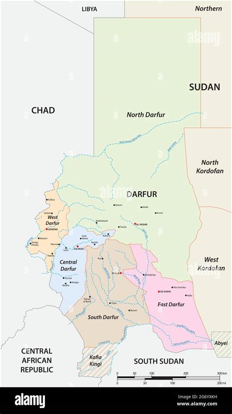 Vector Map Of Western Sudanese Region Of Darfur Stock Vector Image