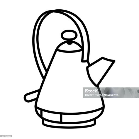 현대 전기 주전자 얇은 선 아이콘 주방 액세서리 개념 흰색 배경에 빈티지 찻주전자 기호 기본 아이콘 개요 스타일 모바일 웹이 있는 복고풍 전기 주전자 벡터 그래픽 0명에