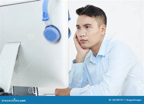 pensive programmer stock image image of handsome looking 136789737