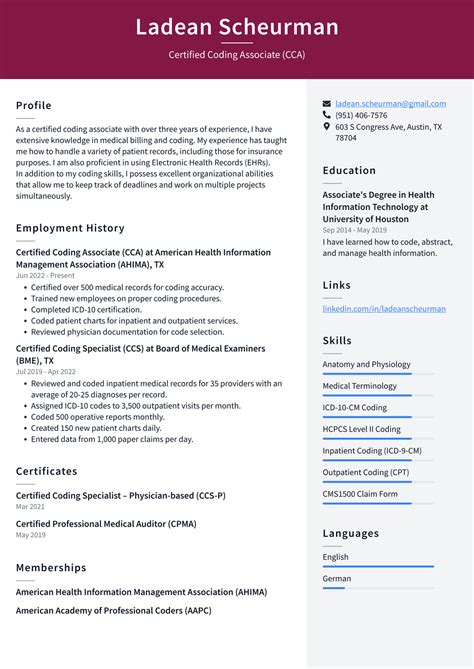 Medical Coder Resume Example And Writing Guide Resumelawyer