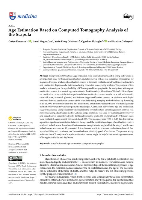 Pdf Age Estimation Based On Computed Tomography Analysis Of The Scapula