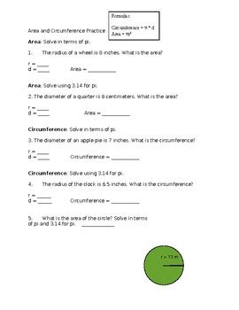 Circle Circumference And Area Quiz By Math Nerd Status TPT