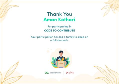 Aman Kothari On Linkedin Codetocontribute Geeksforgeeks Giveindia