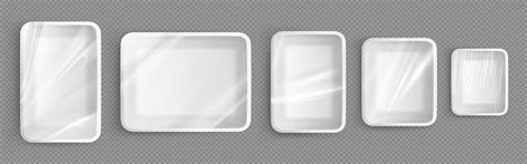 식품 스티로폼 용기용 흰색 플라스틱 트레이 무료 벡터