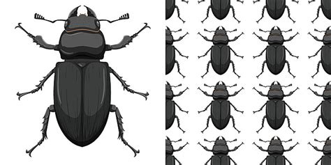 Beetle Insect And Seamless Background Repeat Seamless Wallpaper Vector Repeat Seamless