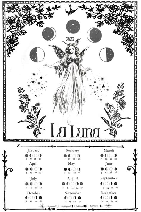 Lunar Calendar Calendario Lunar Pósteres Vintage Libro De Las Sombras
