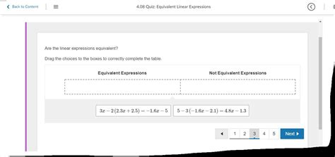 Please Help Now Due At 11 Pm Are The Linear Expressions Equivalent Drag The Choices To The