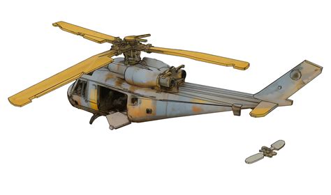 Rusty Old Helicopter In Wreckage 3d Turbosquid 2456471