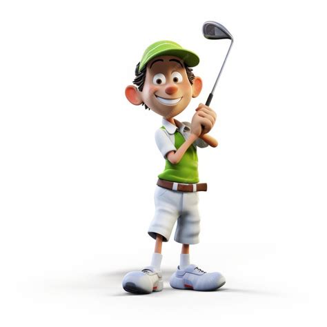 Photorealistic 3d Cartoon Golf Character In Action Premium Ai Generated Image