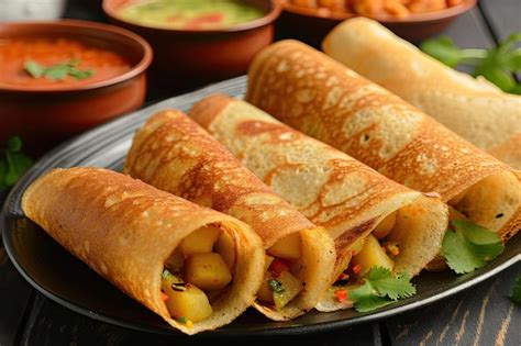Premium Photo South Indian Masala Dosa With Potato Filling A
