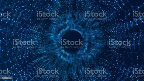 Digital Binary Data Tunnel Abstract Connection Of Dots And Lines On