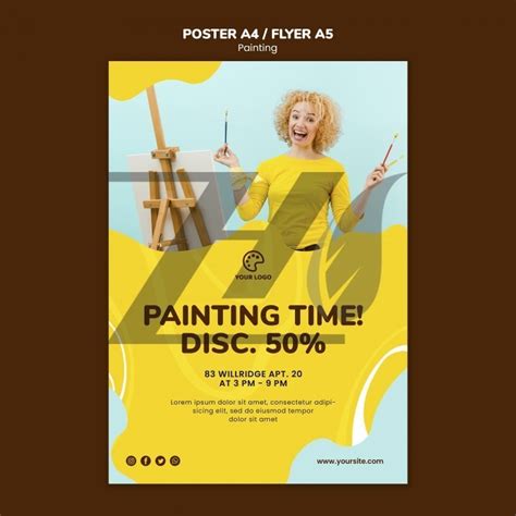 دانلود فایل لایه باز قالب پوستر تخفیف کلاس نقاشی دانلود رایگان فایل