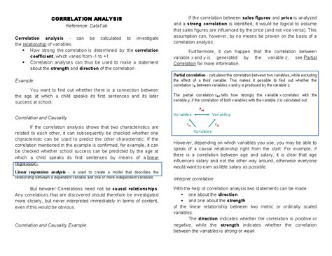 Correlation Analysis Correlation Analysis Reference Datatab