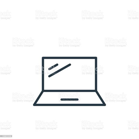 스마트 장치 개념에서 랩톱 아이콘 벡터 노트북 편집 가능한 스트로크의 얇은 선 그림입니다 웹 및 모바일 앱 로고 인쇄 미디어에 사용할 랩톱 선형 기호 개발에 대한 스톡 벡터