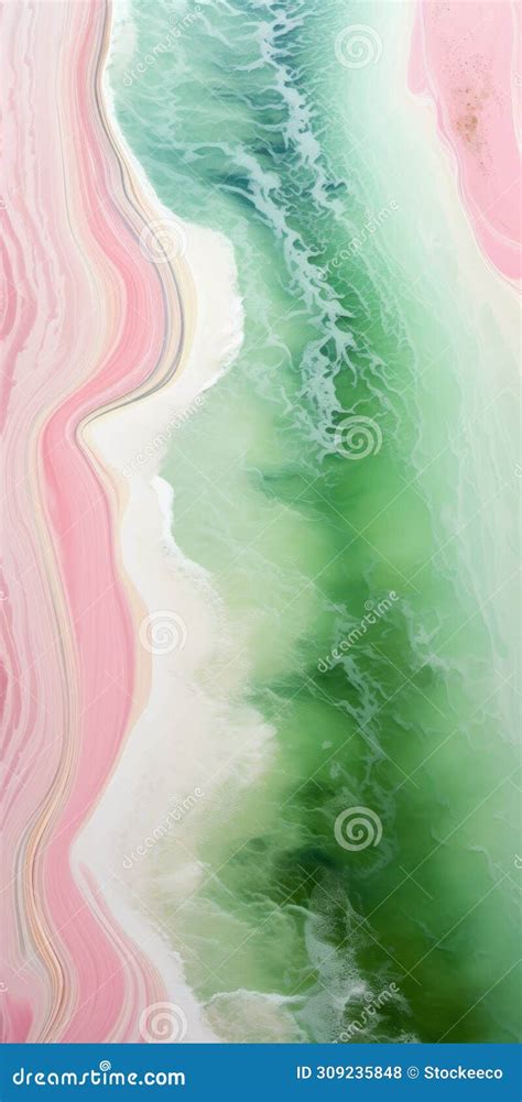 Biomorphic Abstraction Ocean And Sea Land Art With Green And Pink