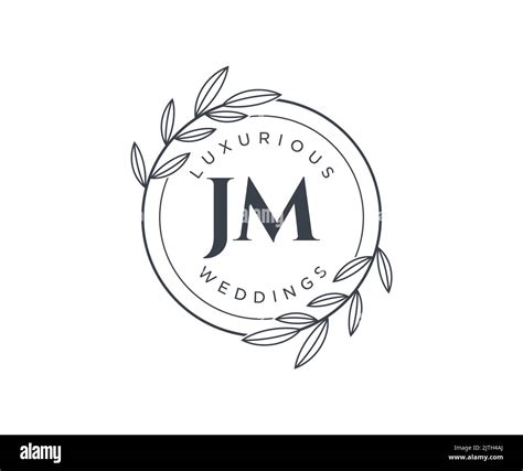Jm Initials Letter Wedding Monogram Logos Template Hand Drawn Modern