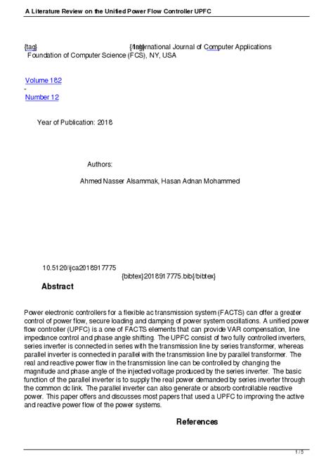 Pdf A Literature Review On The Unified Power Flow Controller Upfc