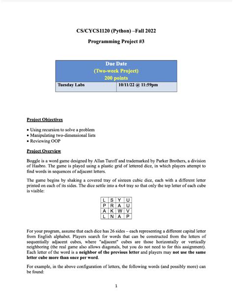 Cscycs1120 Python Fall 2022 Programming Project