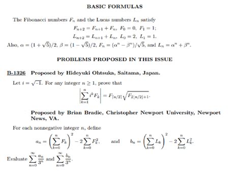 Solved The Fibonacci Numbers Fn And The Lucas Numbers Ln