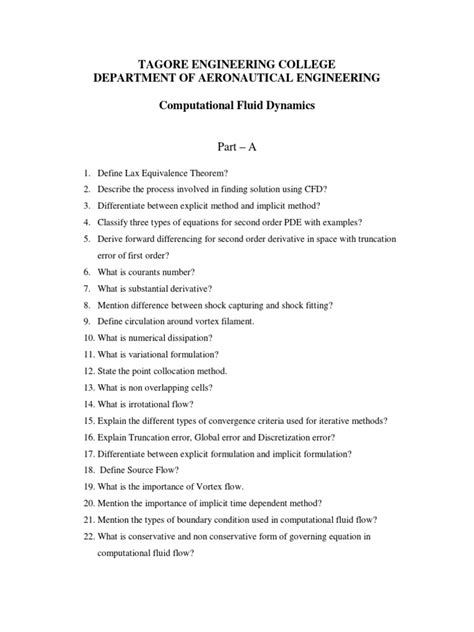 Cfd Qb Pdf Computational Fluid Dynamics Partial Differential Equation