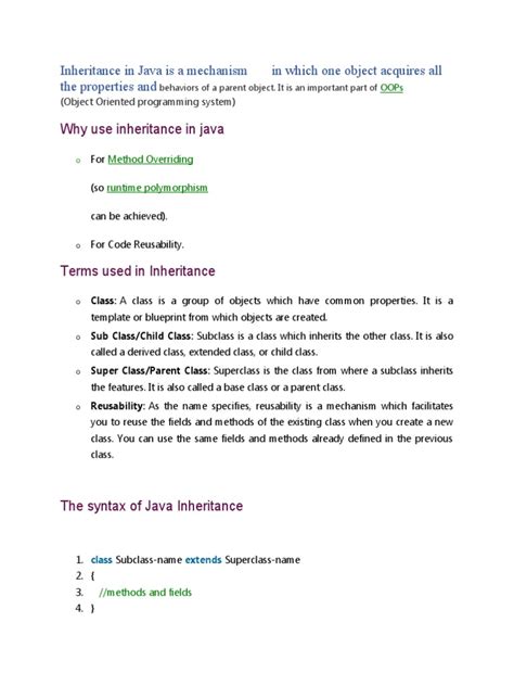 java inheritance pdf inheritance object oriented programming class computer programming
